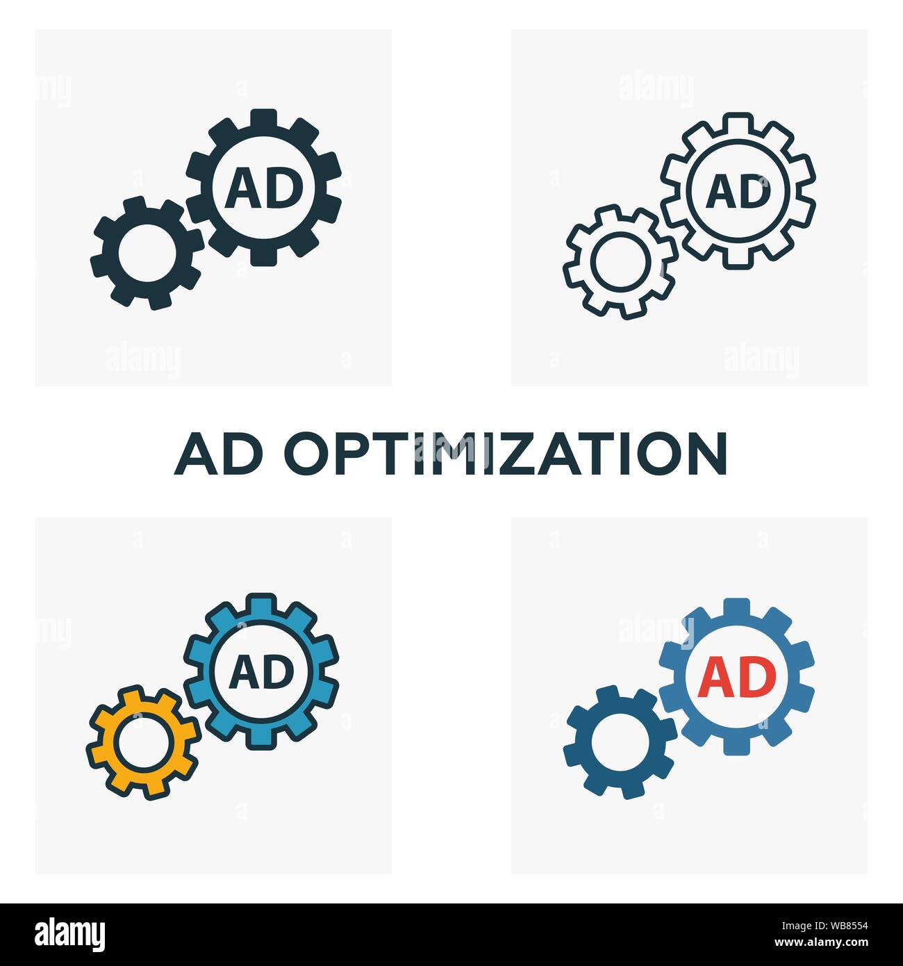 Ad Optimization icon set. Four elements in diferent styles from ...
