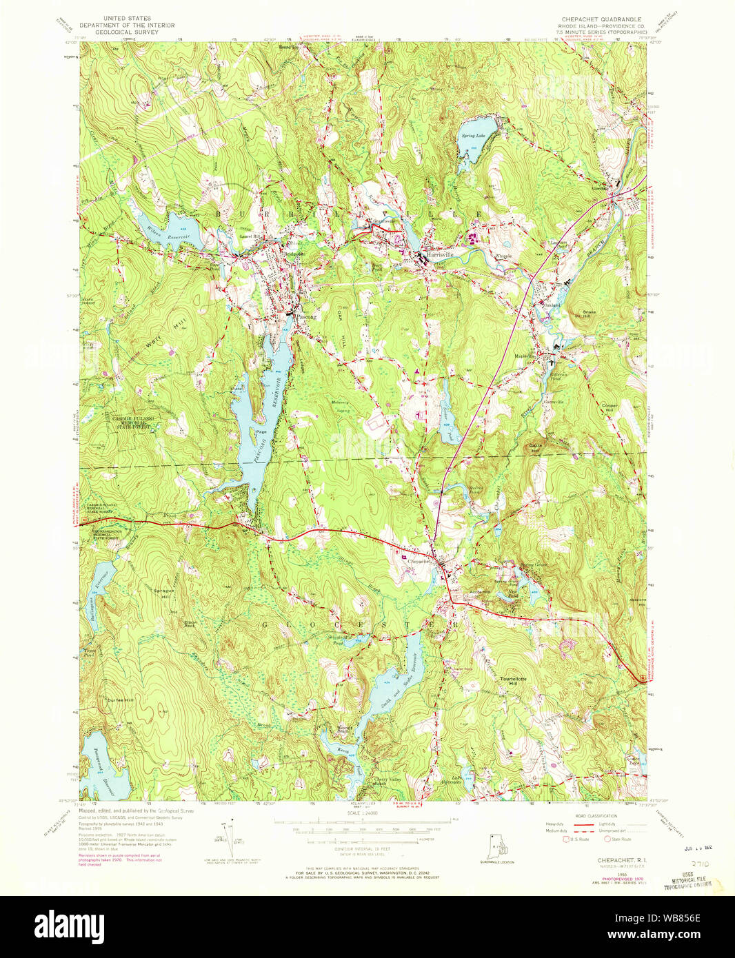 USGS TOPO Map Rhode Island RI Chepachet 353261 1955 24000 Restoration ...
