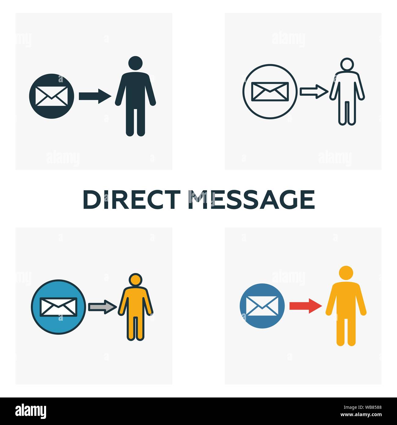 Direct Message icon set. Four elements in diferent styles from ...