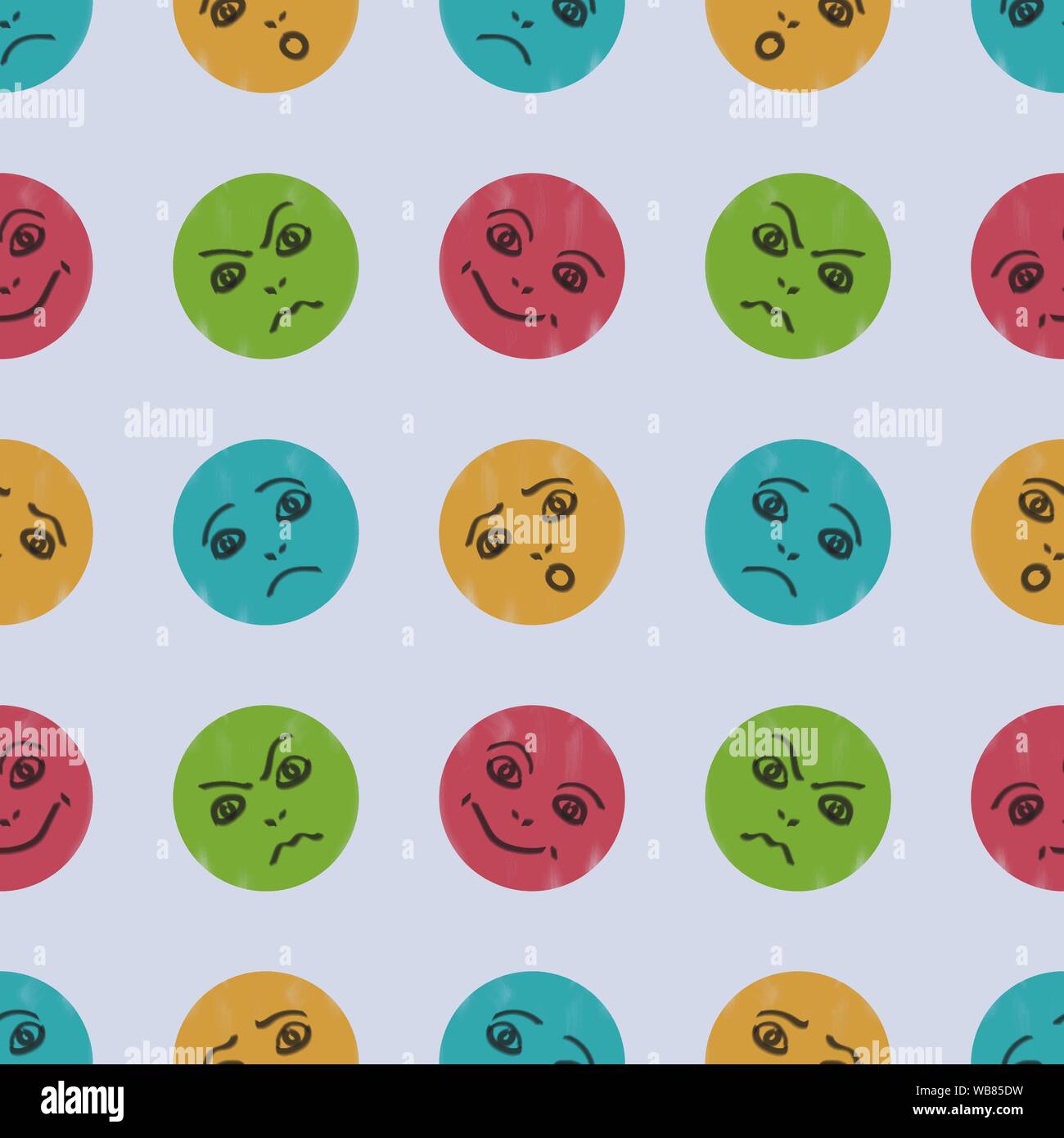 Seamless pattern with funny cartoon comic faces. Children's drawing ...