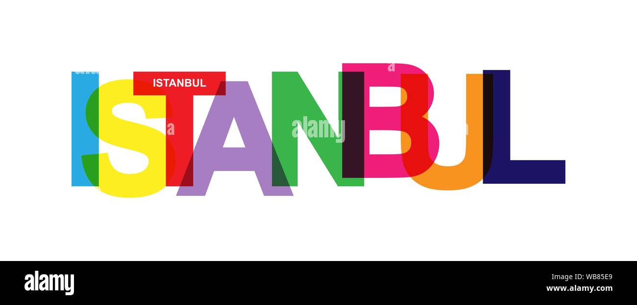 ISTANBUL. Banner with the name of the capital of Turkey, flat design ...