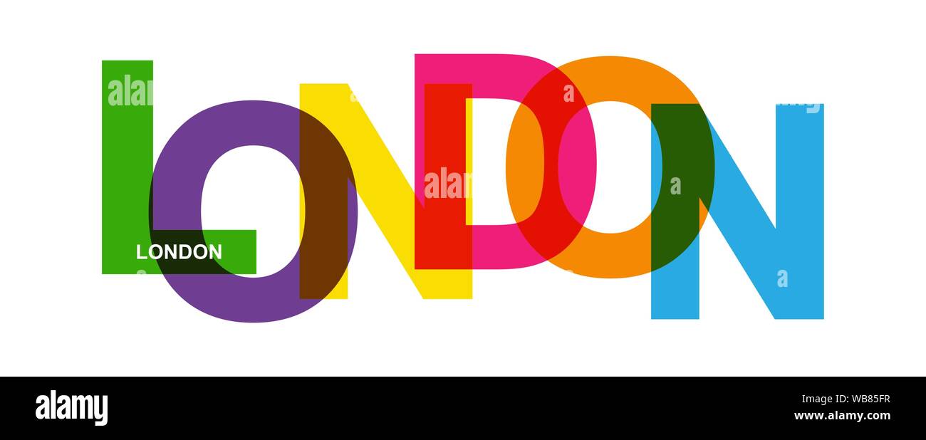 LONDON. Banner with the name of the capital of the United Kingdom of ...