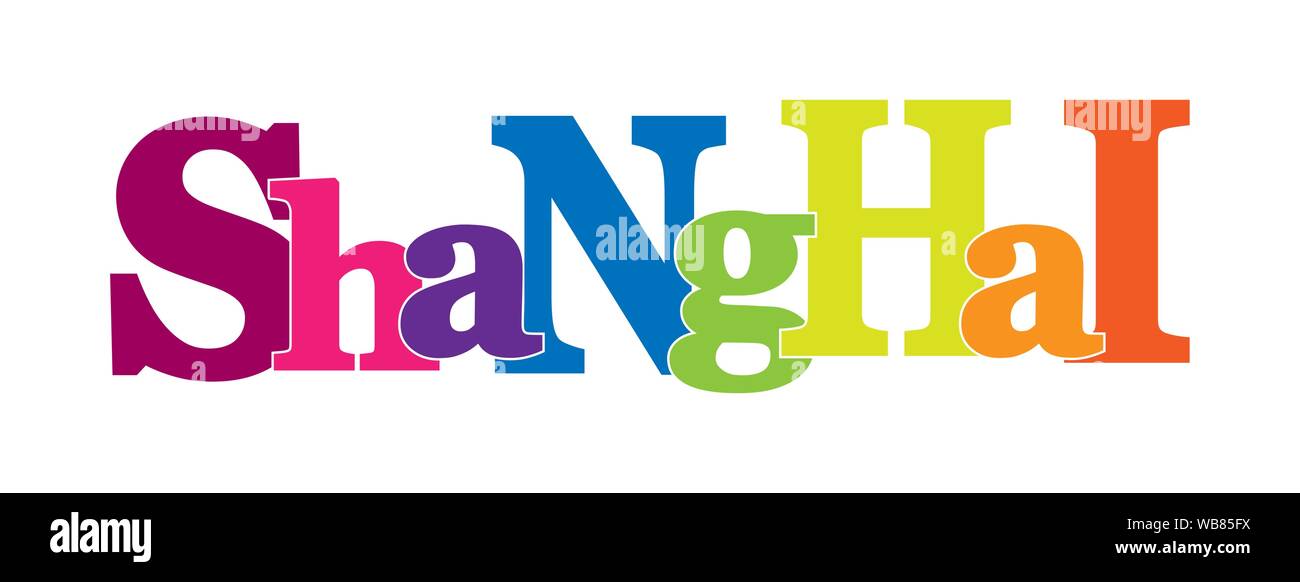 SHANGHAI. Banner with the name of the city in the East of China, flat ...