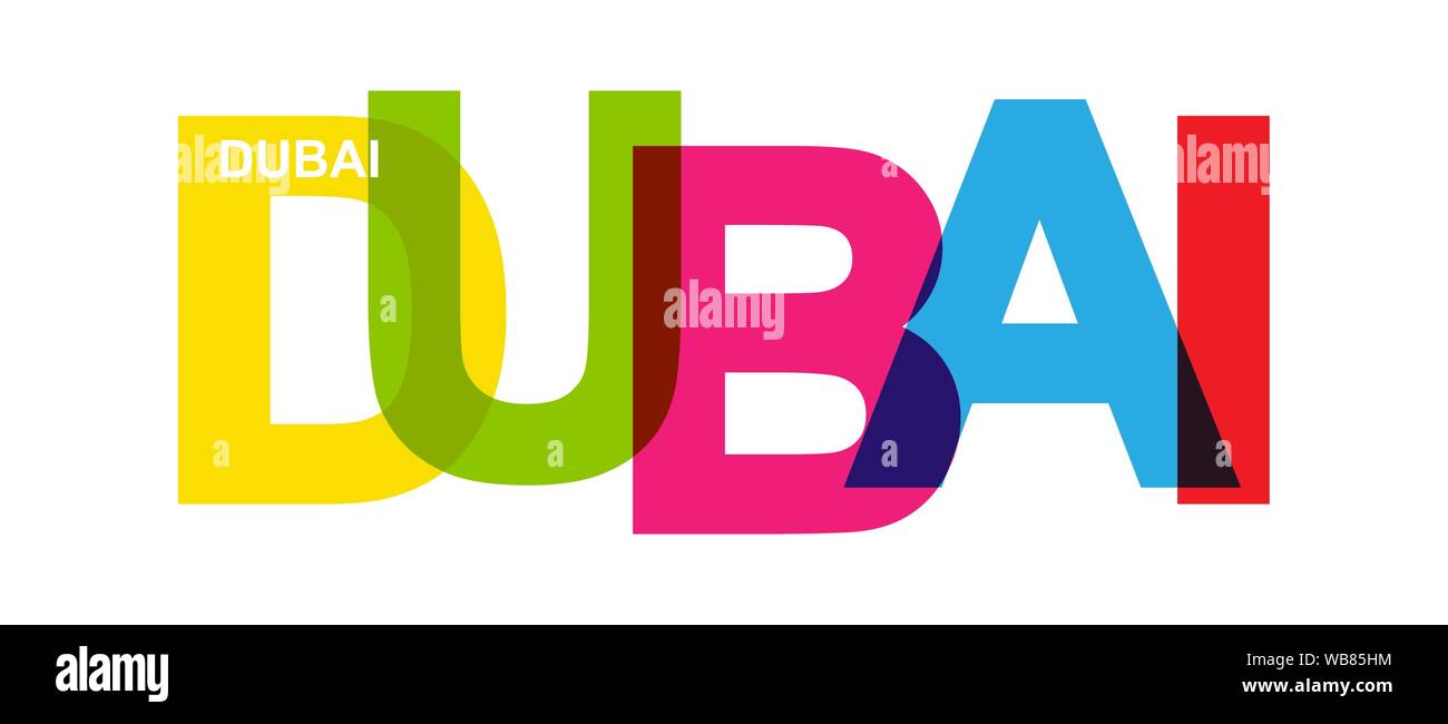 DUBAI. Banner with United Arab Emirates city name, flat design Stock ...