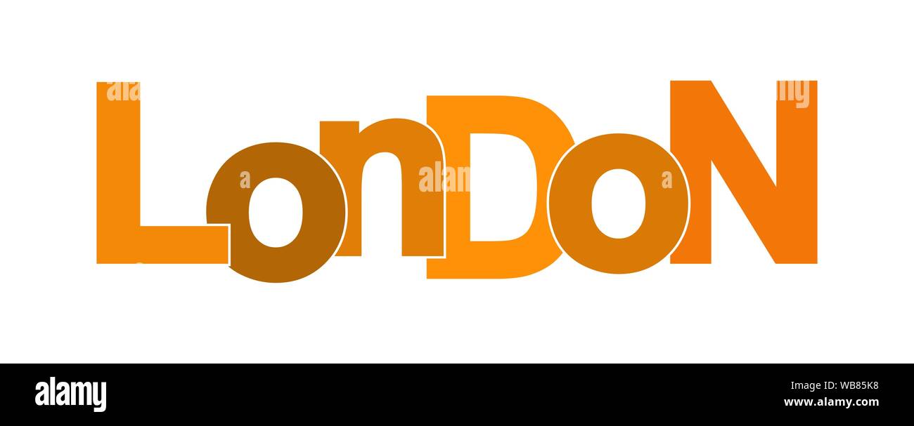 LONDON. Banner with the name of the capital of the United Kingdom of ...