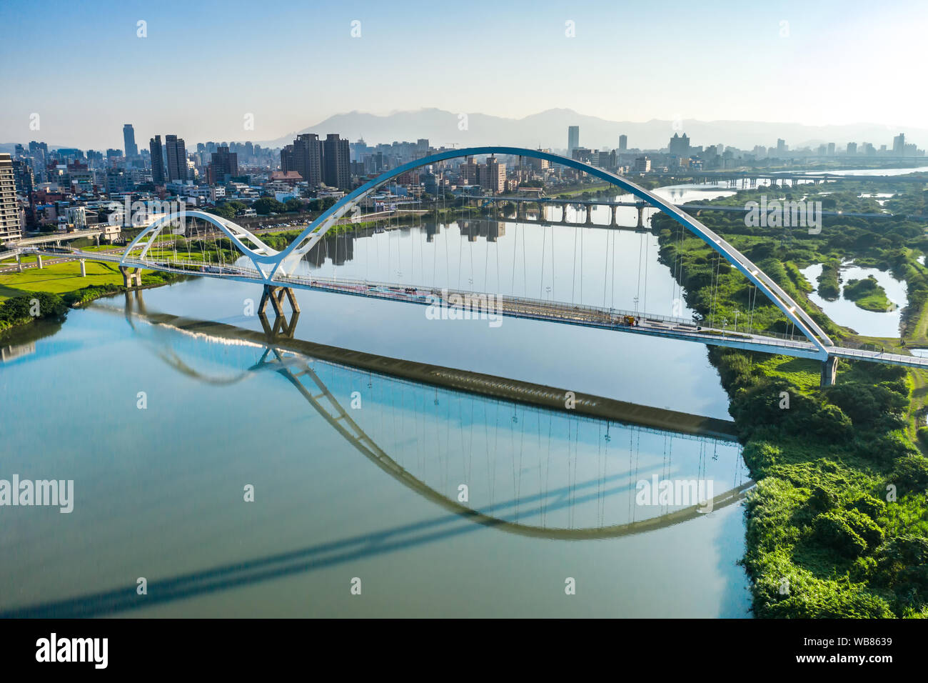 Crescent Bridge - landmark of New Taipei, Taiwan with beautiful ...