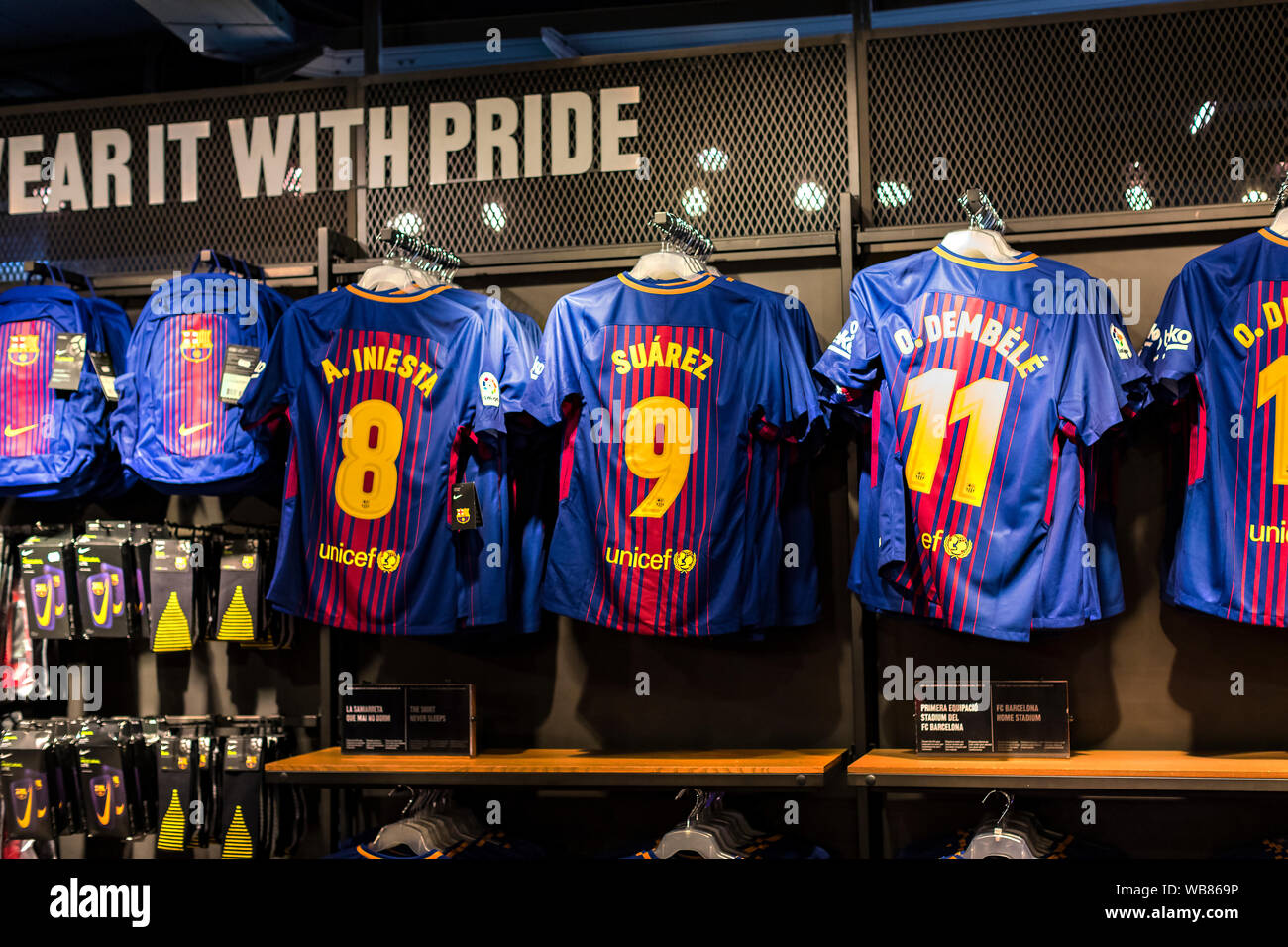 BARCELONA, SPAIN - 12 JANUARY 2018: Official Store FC Barcelona ...