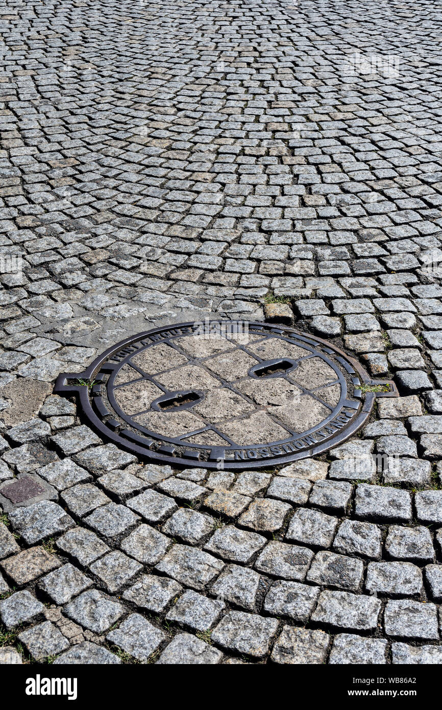Curved pattern of cobbles on roadway - Tours, Indre-et-Loire, France ...