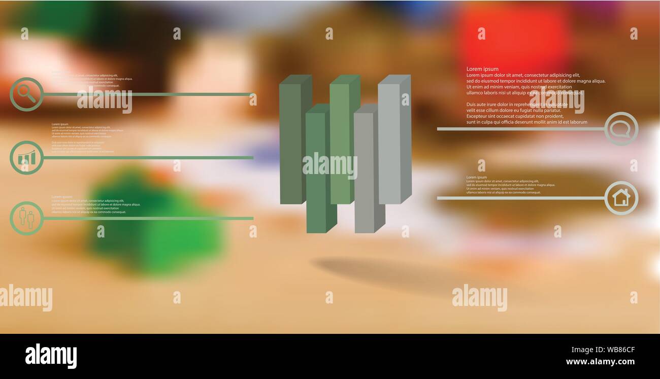 3D illustration infographic template. The embossed cube is vertically ...