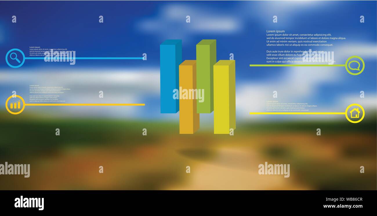 3D illustration infographic template. The embossed cube is vertically ...