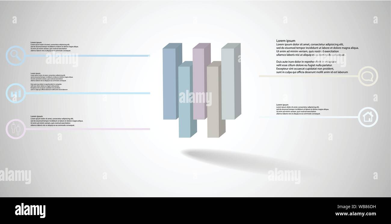 3D illustration infographic template. The embossed cube is vertically ...