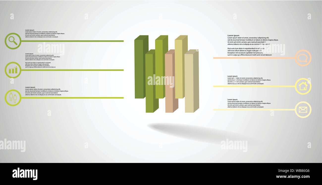 3D illustration infographic template. The embossed cube is vertically ...