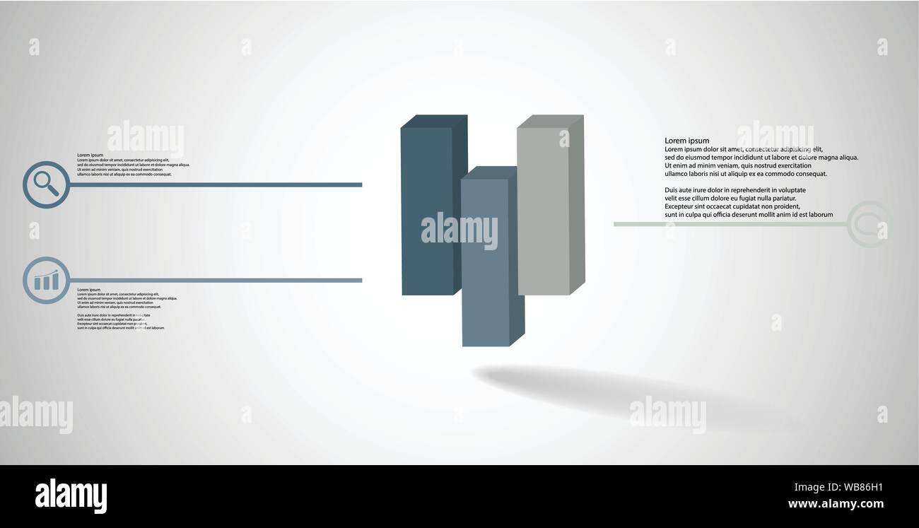 3D illustration infographic template. The embossed cube is vertically ...