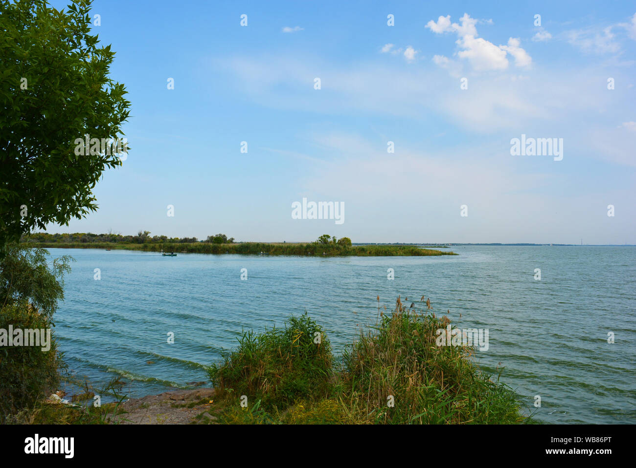 Beautiful view of Samara River with picturesque steep banks and coast ...