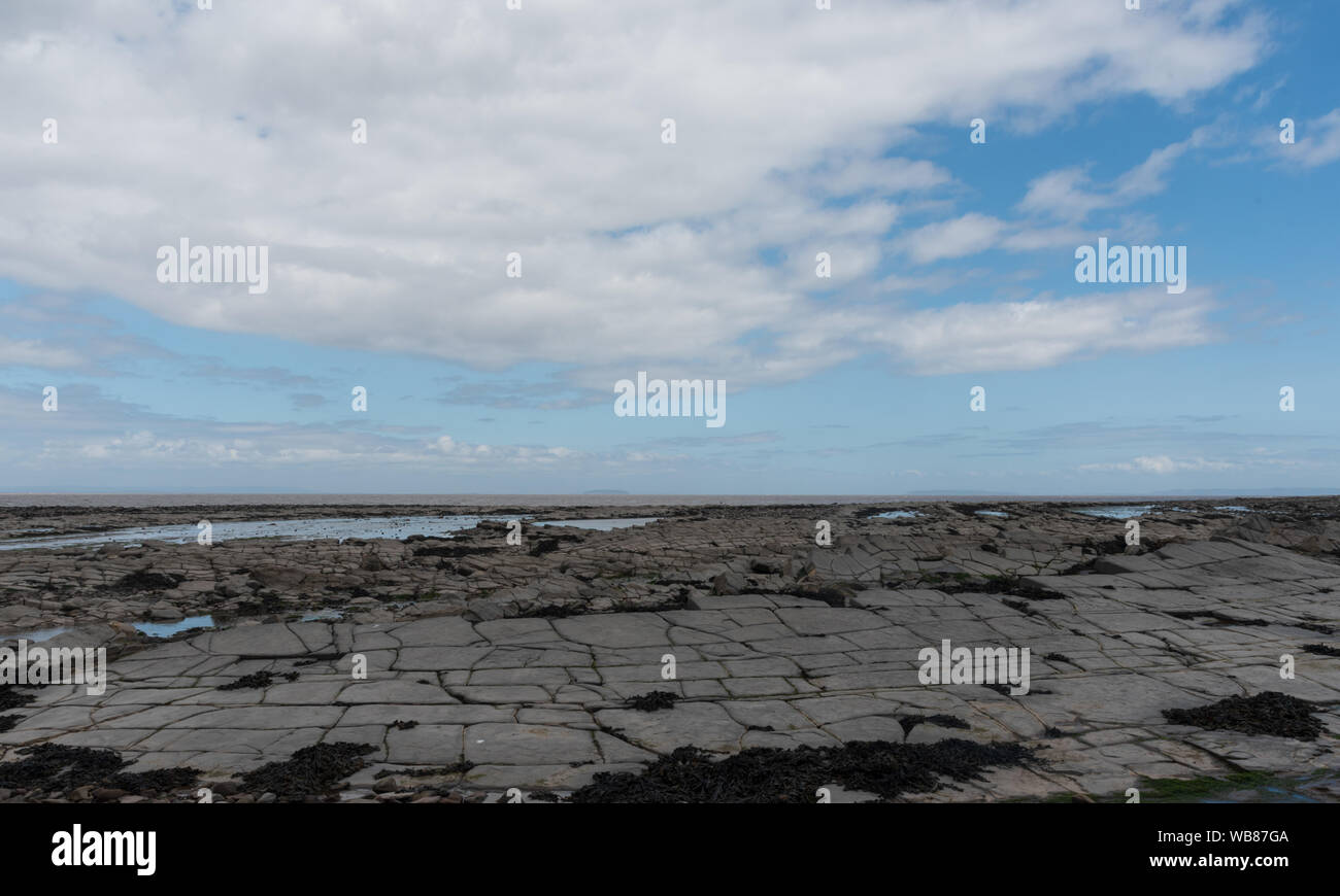Prehistoric limestone pavements, Kilva beach, Somerset, UK Stock Photo ...