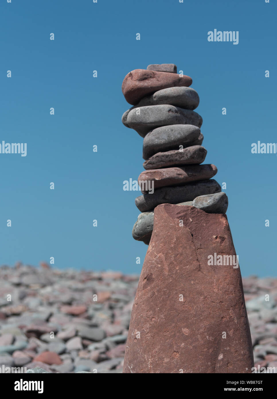 Stone stack on beach Stock Photo - Alamy