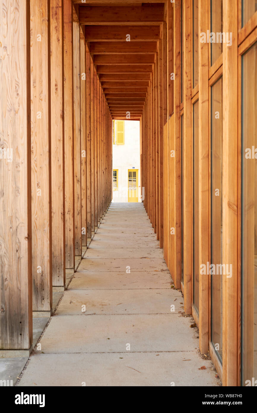 Wooden timbered external architecture detail Stock Photo - Alamy