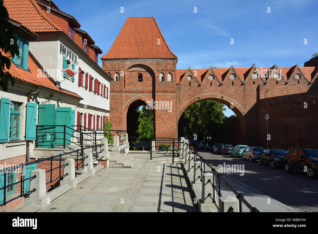 Castle tower at the old city wall of Torun built in 1260 by the Order ...