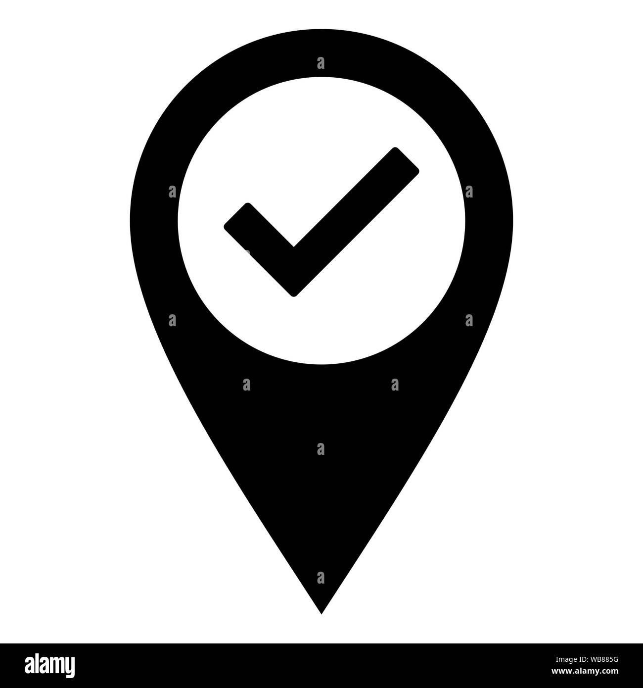 Tick and location pin Stock Photo - Alamy