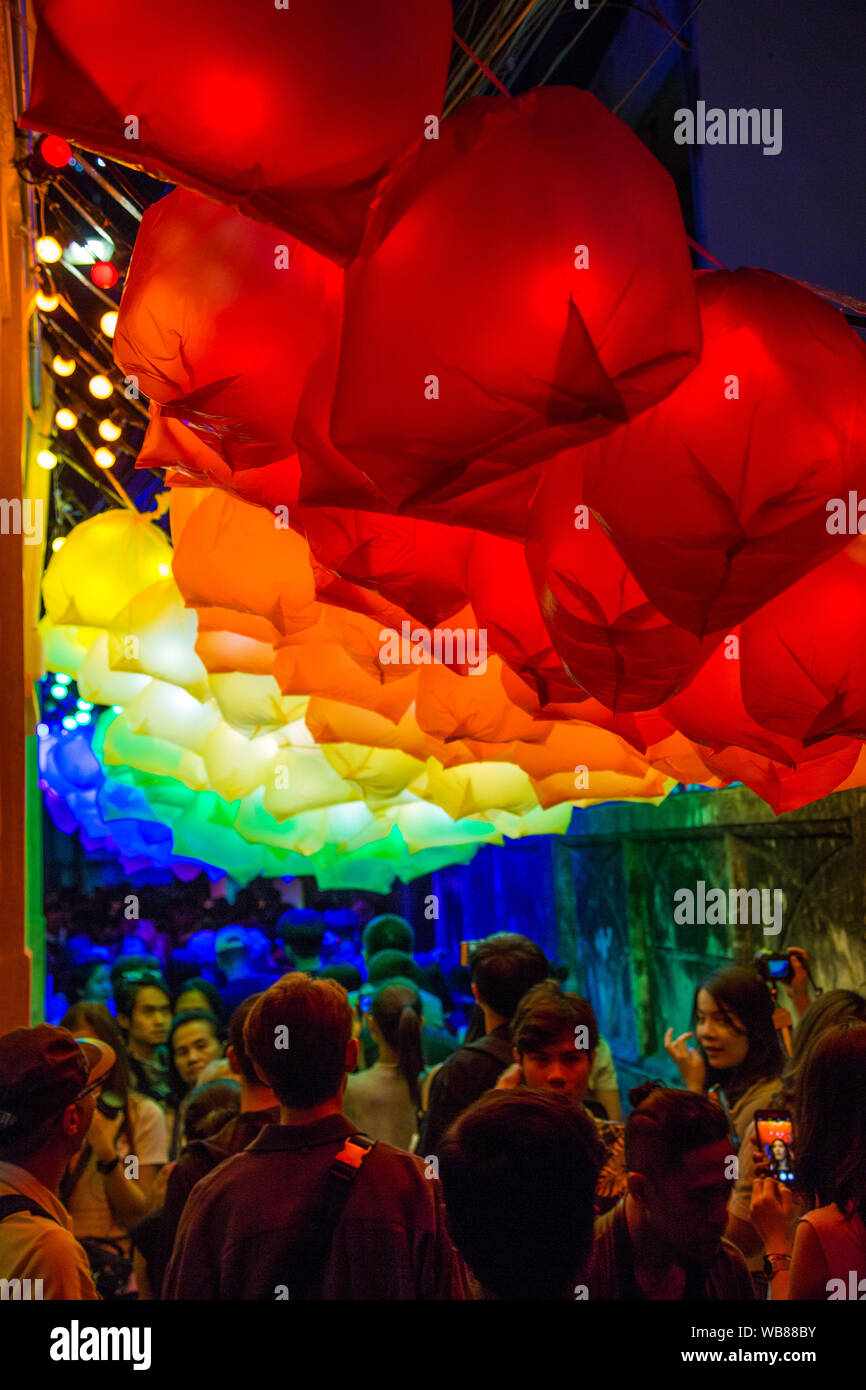 Chinatown design week by night in Bangkok Thailand Stock Photo - Alamy