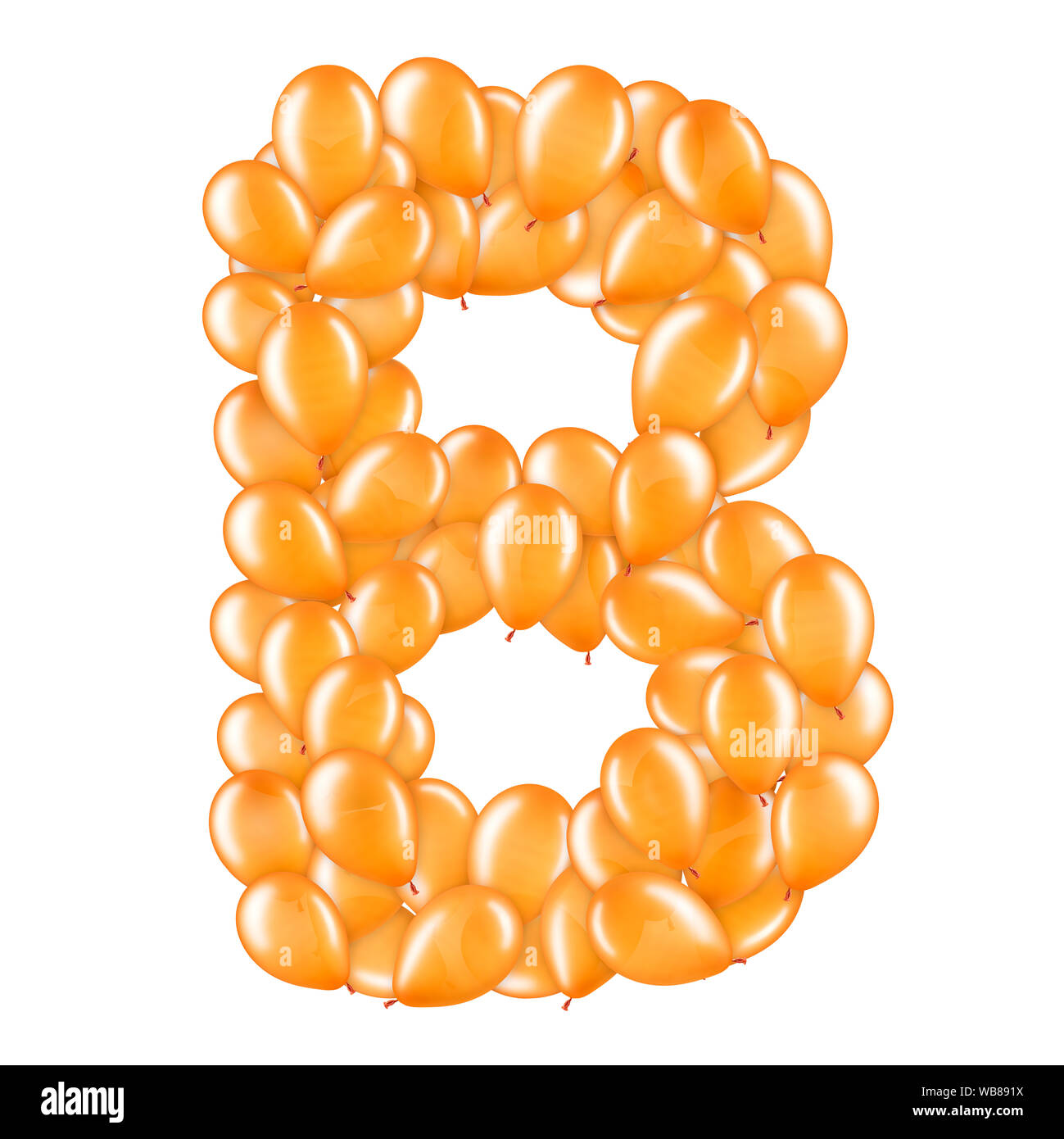 Orange letter B from helium balloons part of English alphabet Stock ...