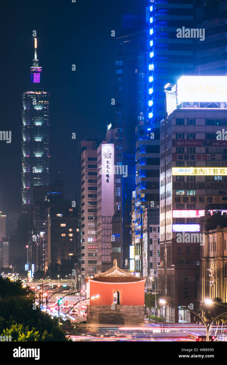 Taipei, Taiwan - Aug 11, 2019: Aerial panorama over Downtown Taipei ...