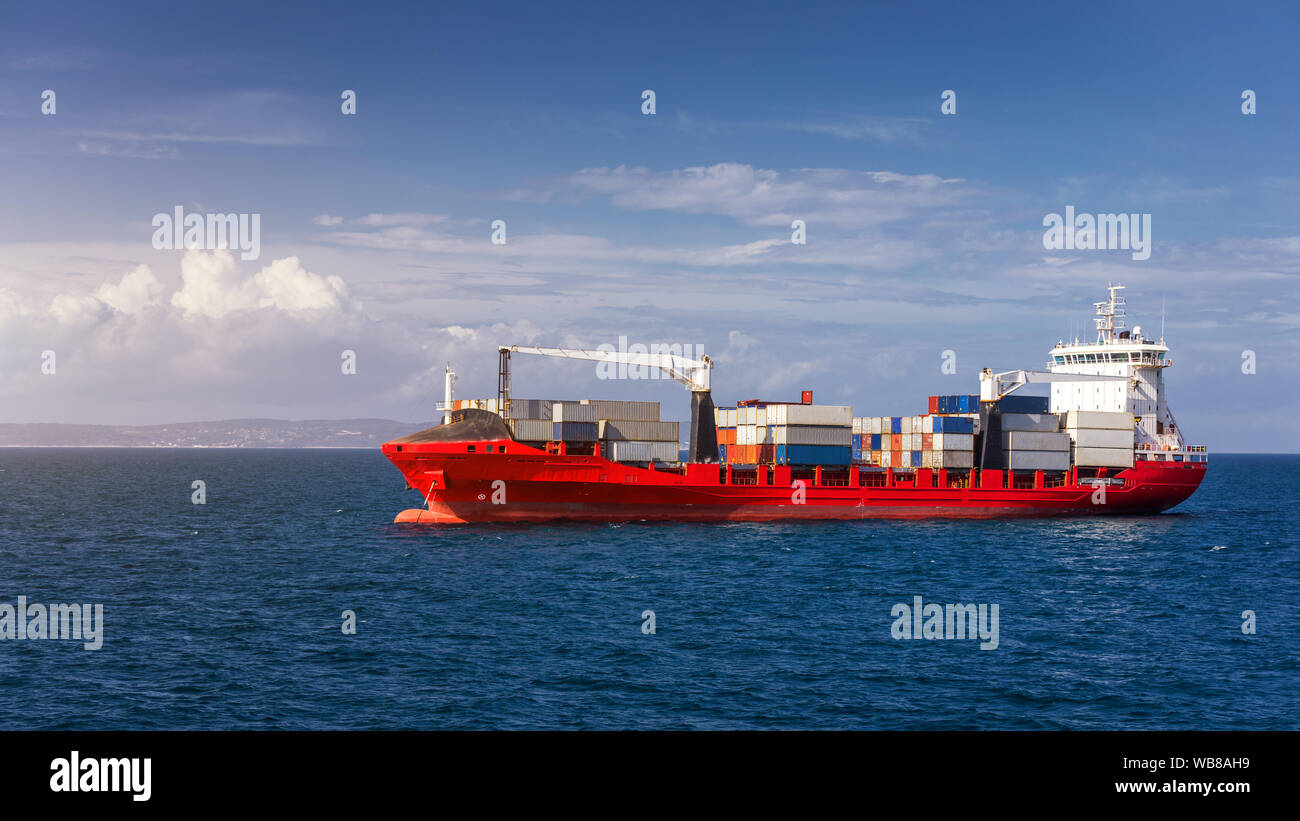 Container cargo ship, import export business logistic and ...