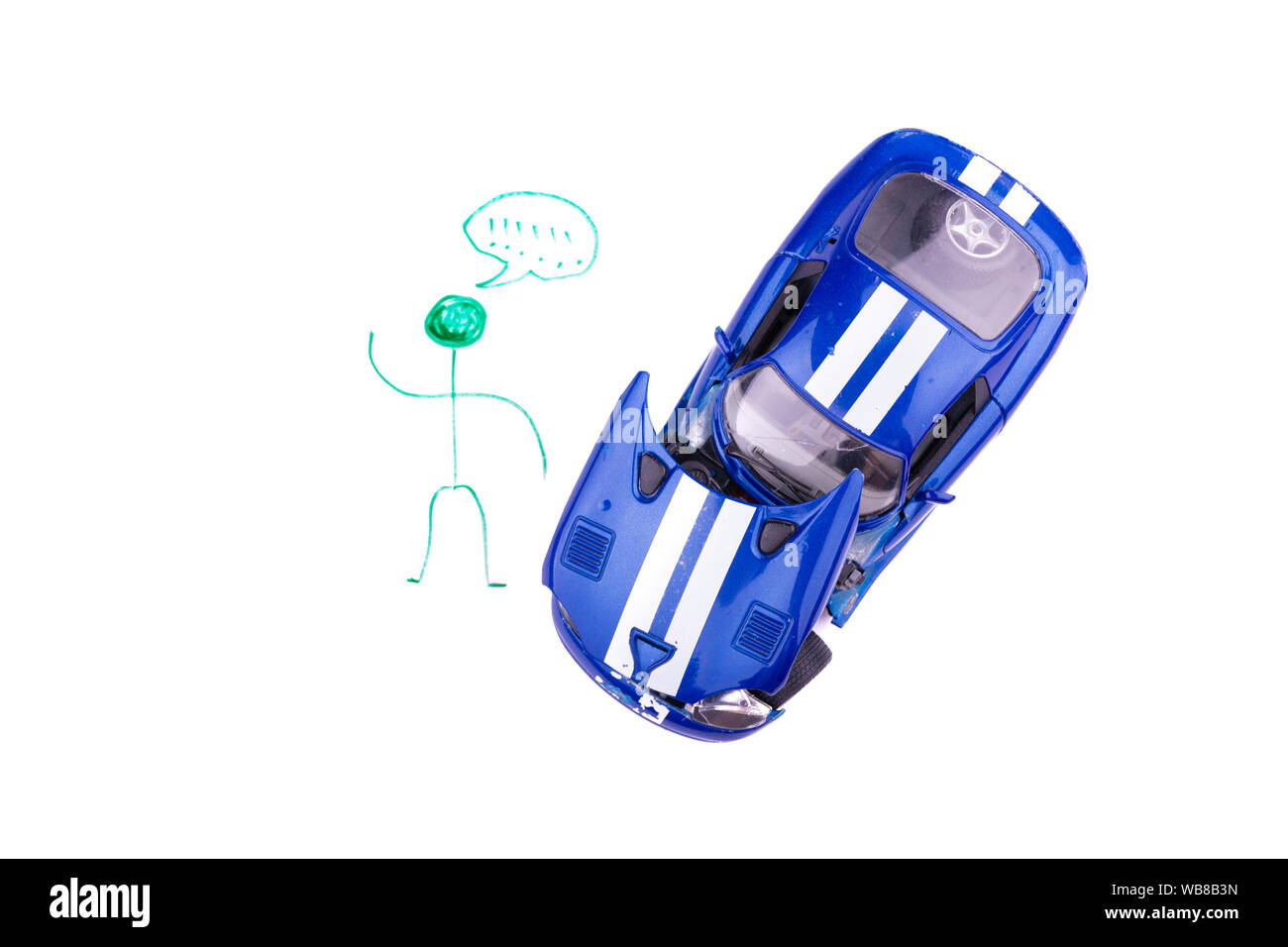 Smashed up and broken from accident or malfunction child sport toy car ...
