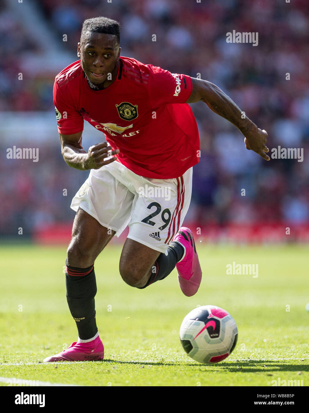 MANCHESTER, ENGLAND - AUGUST 24: Aaron Wan-Bissaka of Manchester United ...