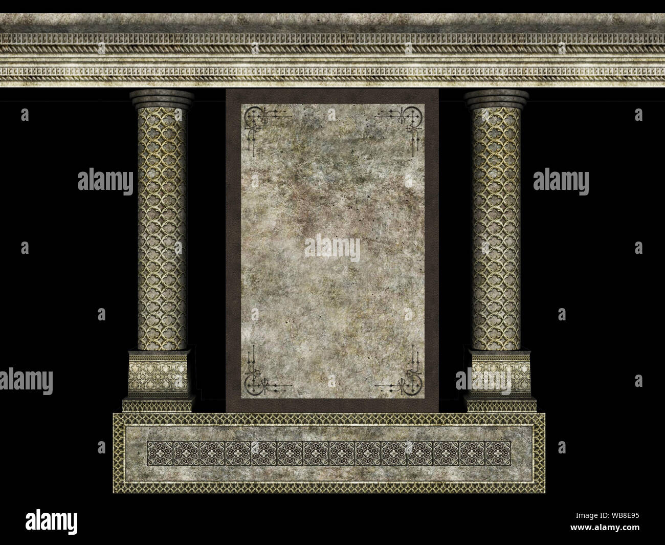 Ancient stone pillars detailed 3d rendered illustration Stock Photo - Alamy