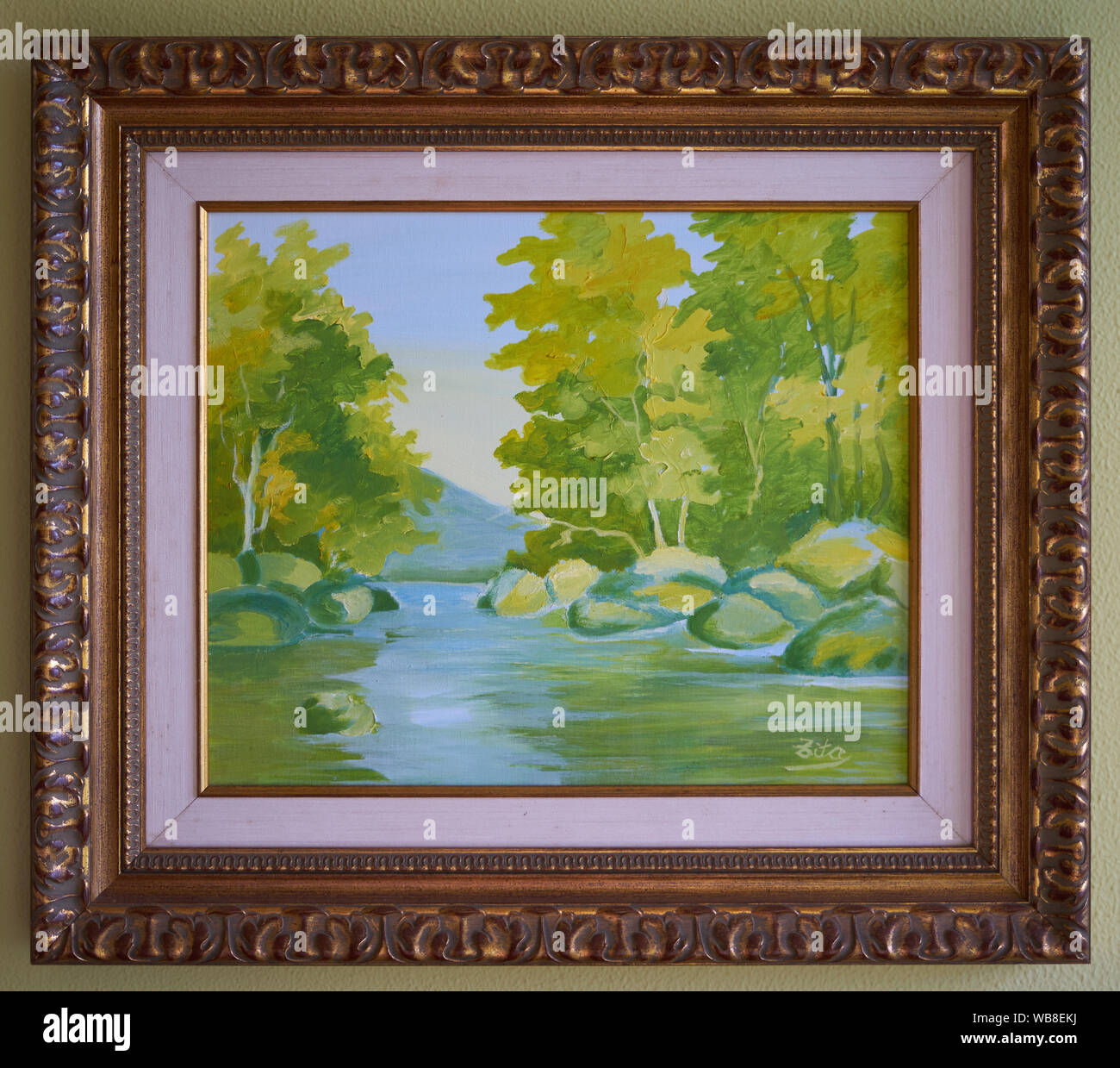Oil painting on a frame Stock Photo - Alamy