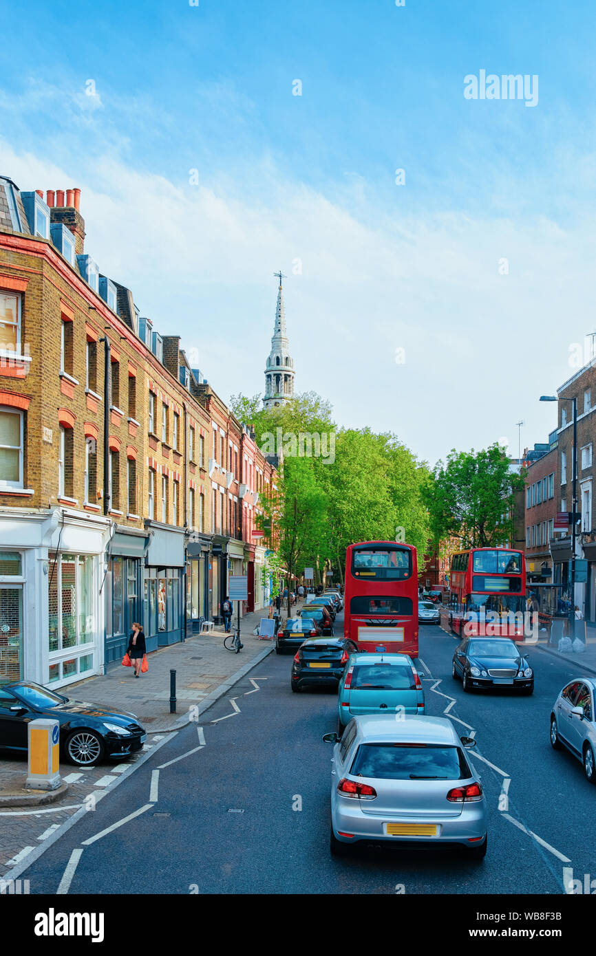 Cars on road and Urban Street in London city in the UK. Cityscape in ...