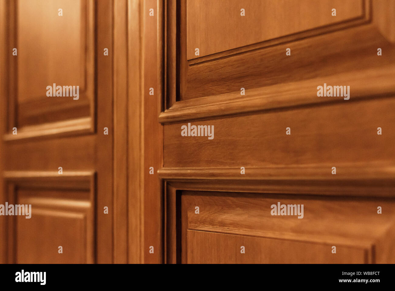 Front view of parts of the beautiful wooden door close up Stock Photo ...