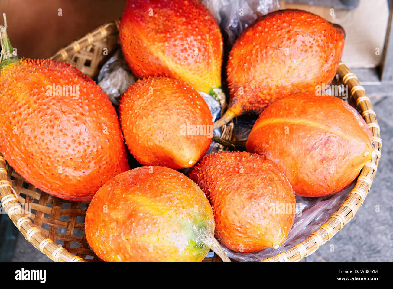 Gac perennial melon fruit as Exotic asian food in Hanoi in Vietnam ...