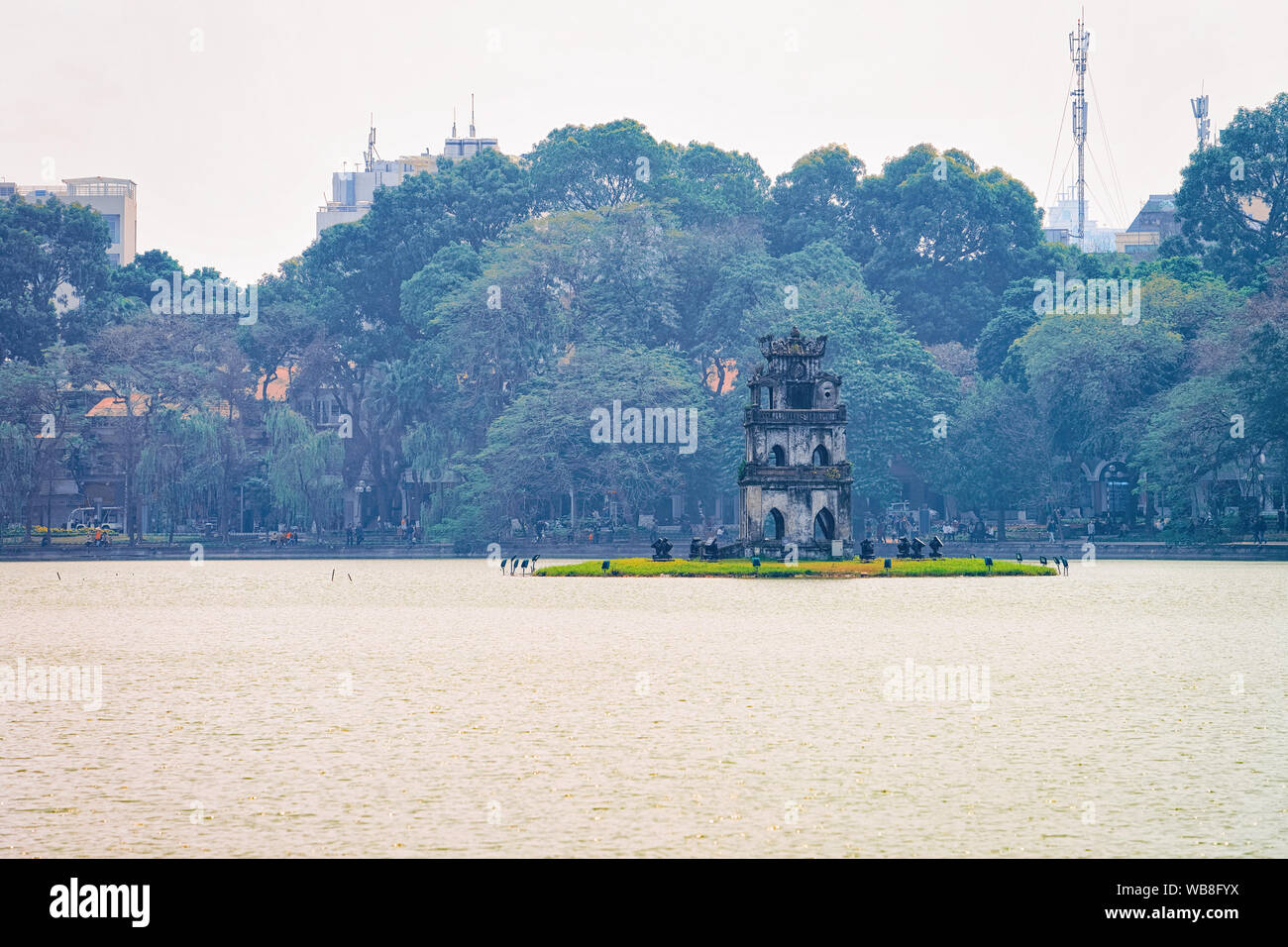 Turtle Temple on Hoan Kiem Sword Lake in Hanoi, capital of Vietnam in ...
