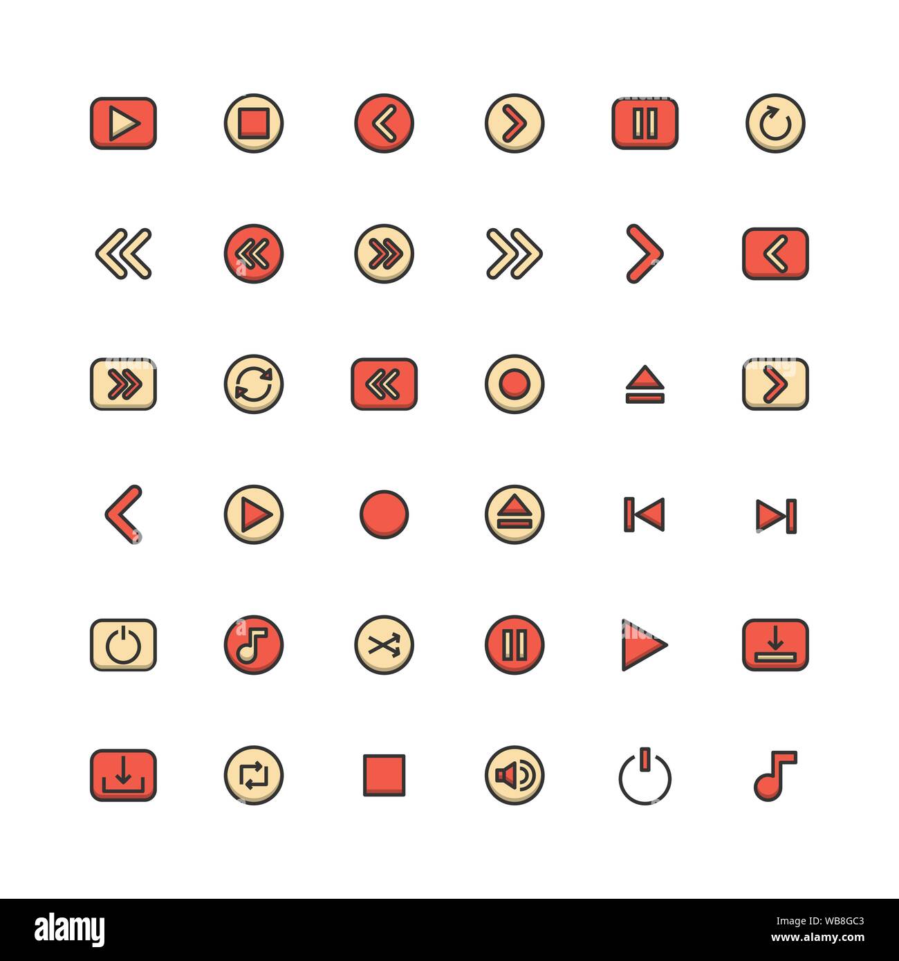 Media filled outline icon set. Vector and Illustration Stock Vector ...