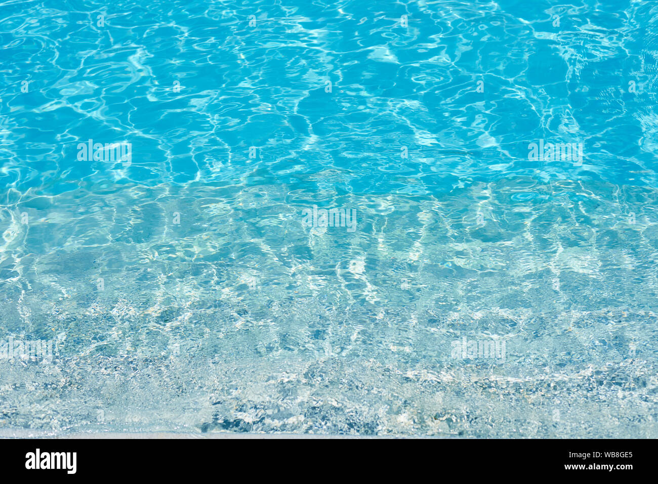 Background of water in blue swimming pool, water surface with sun ...