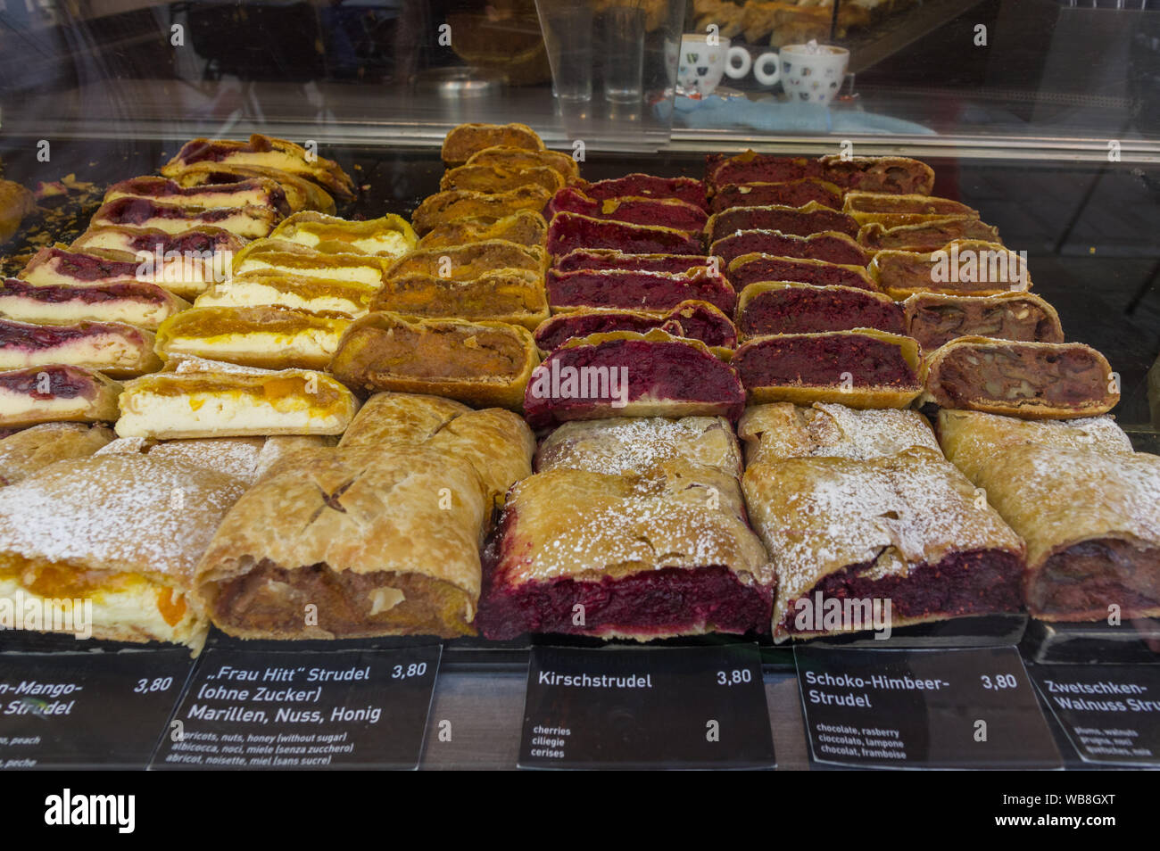 Different types of "strudel", a typical cake from Austria Stock Photo ...