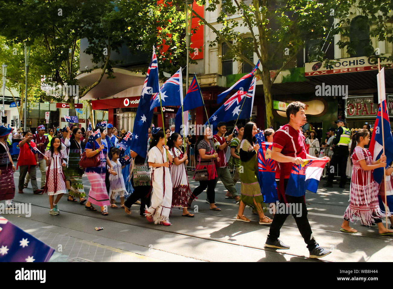 MELBOURNE, AUSTRALIA - JANUARY 26, 2019: different groups participate ...