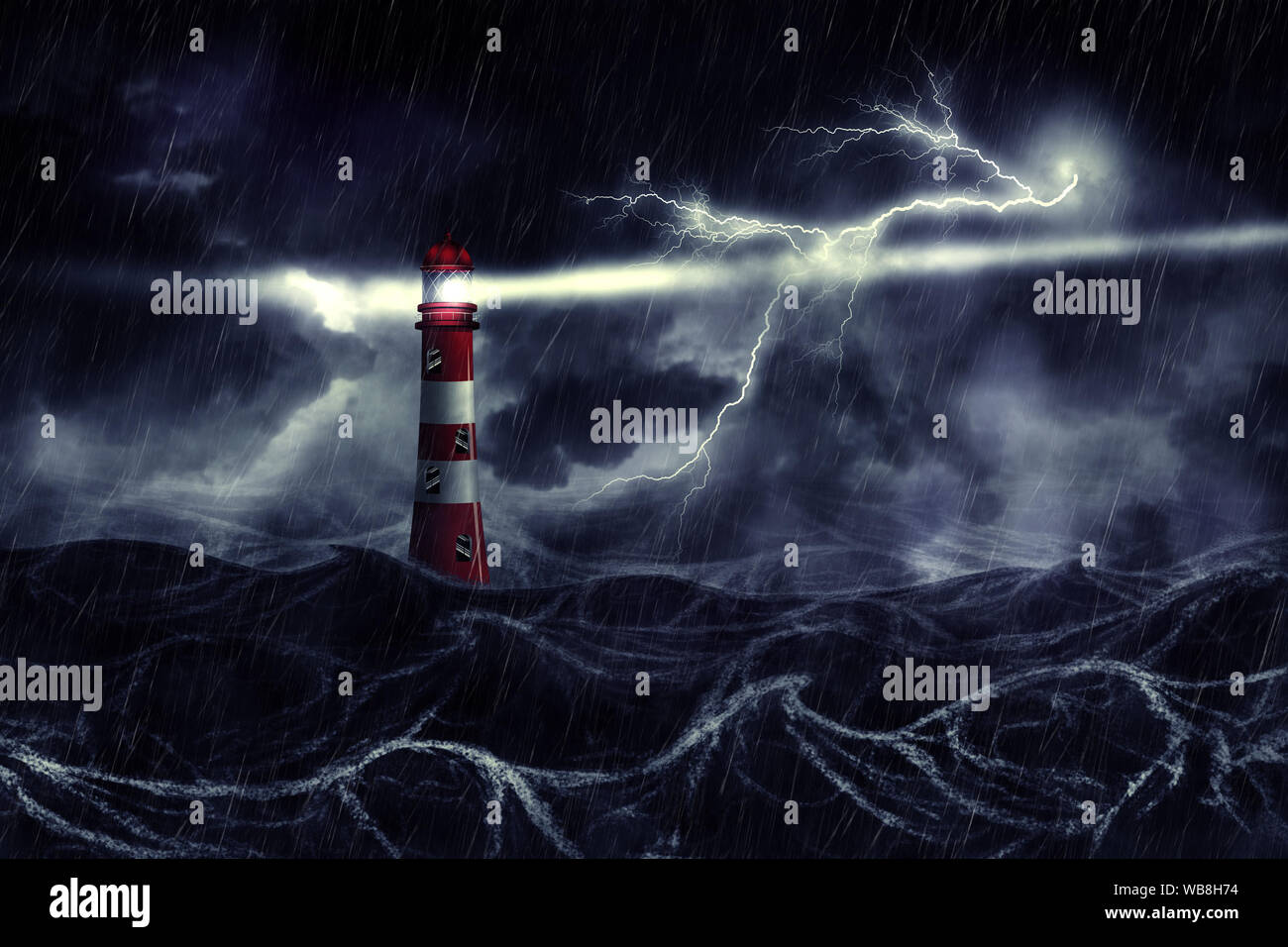 Lighthouse Storm At Night