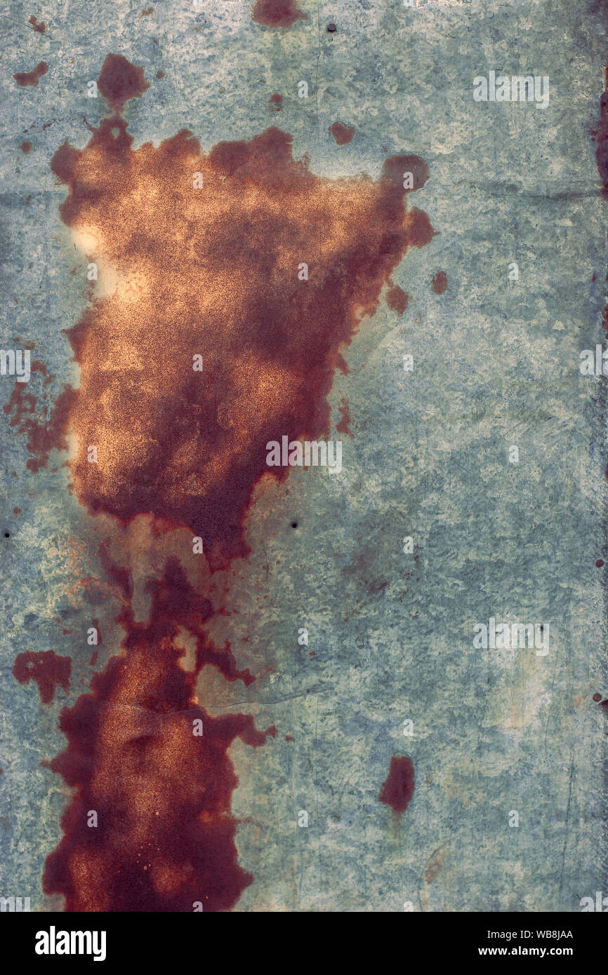 Abstract grunge background. Large coarse rust on zinc metal. Rust spots ...