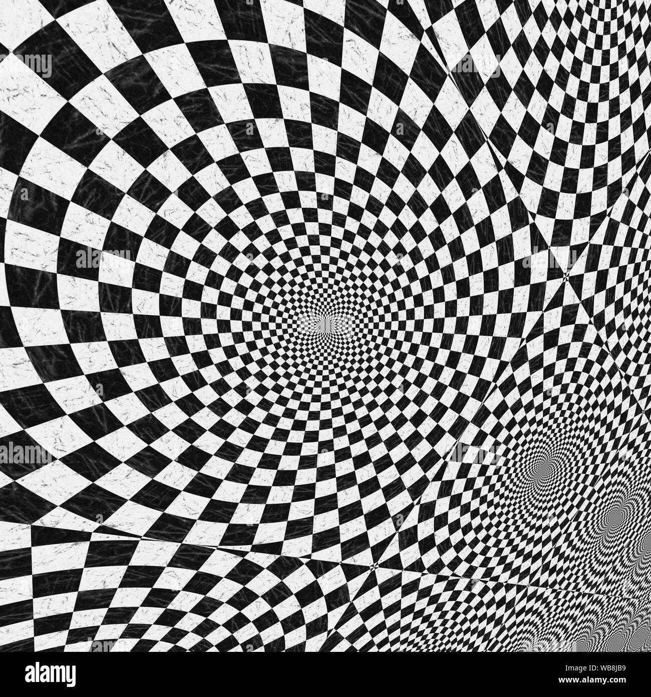 Abstract Black And White Checkered Background With Perspective Effect 