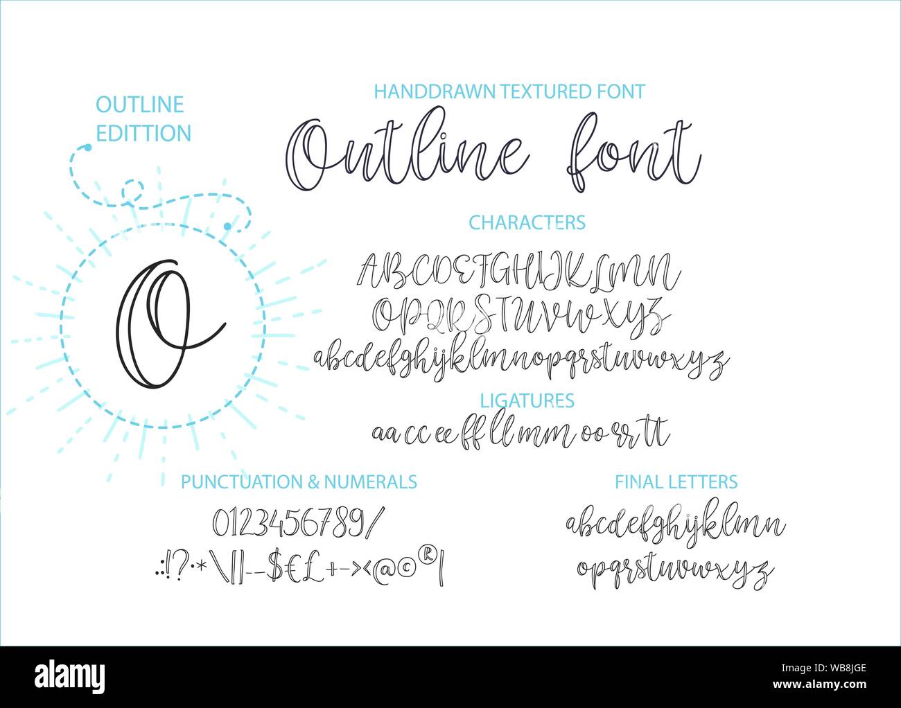 Vector Alphabet Typeface Hand Drawn Modern Typeface Outline Letters