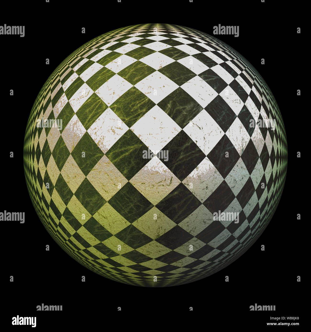 Abstract 3d checkered ball on black background Stock Photo - Alamy