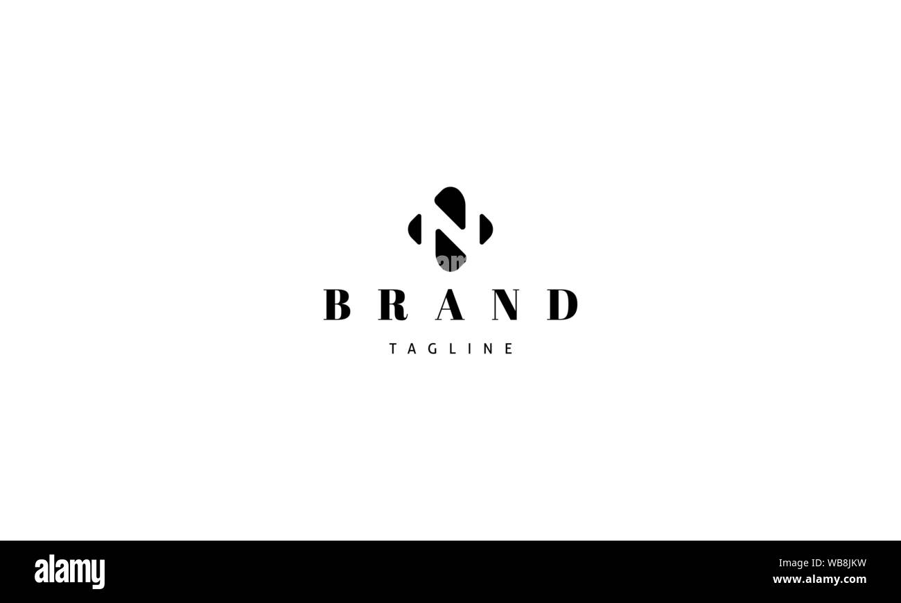 Vector logo with the image of the letter N in the style of negative ...