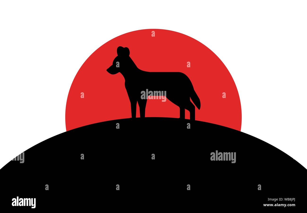Hyenoid dog icon, african animal, silhouette art image, vector ...