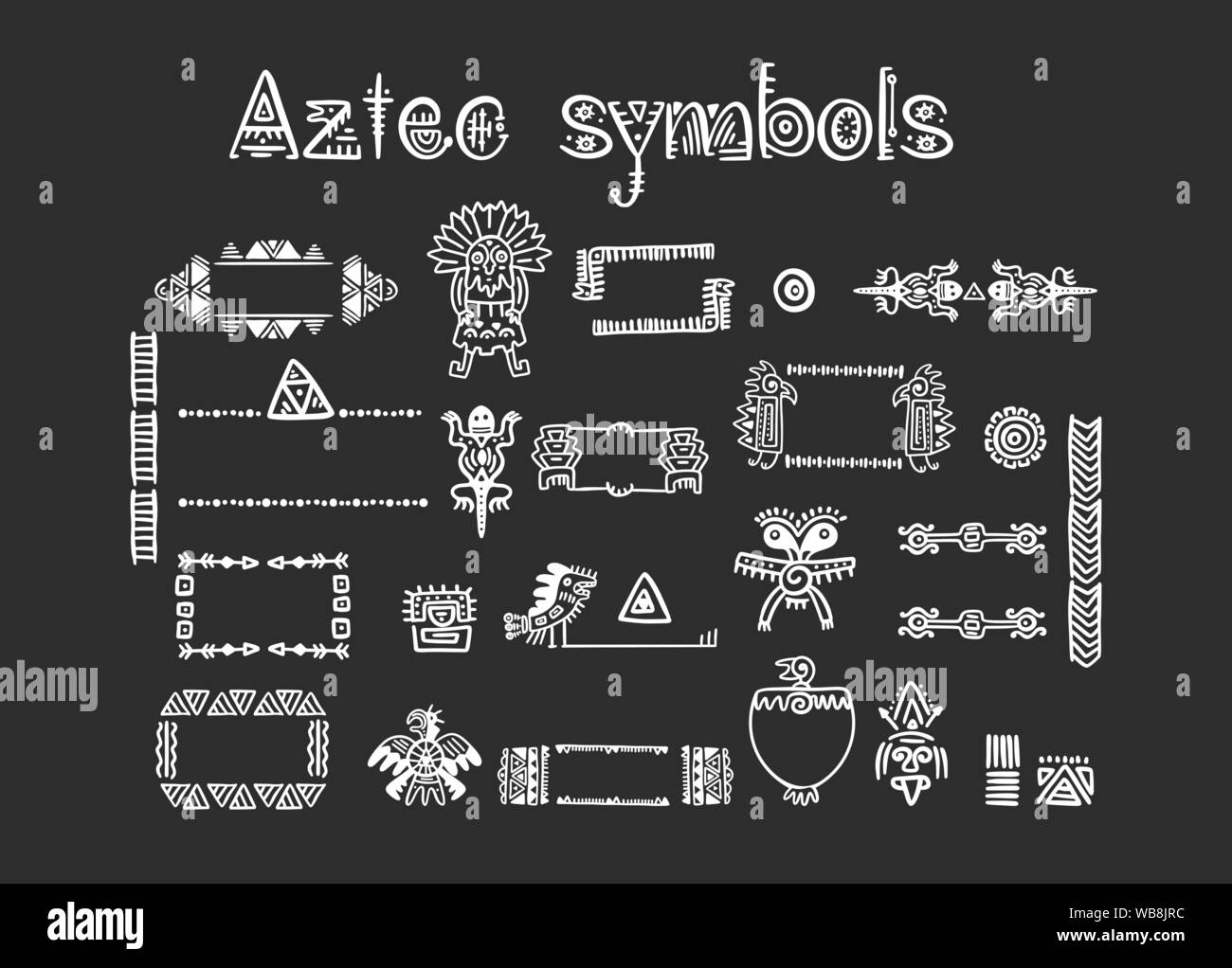 Tribal aztec vector symbols for logo, frames, decorative borders ...