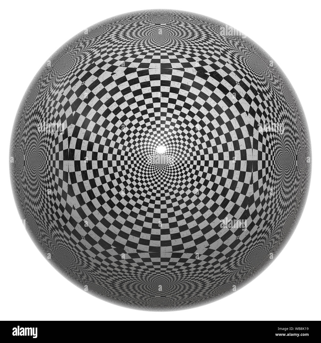 A black and white checkered sphere abstract backaground Stock Photo - Alamy