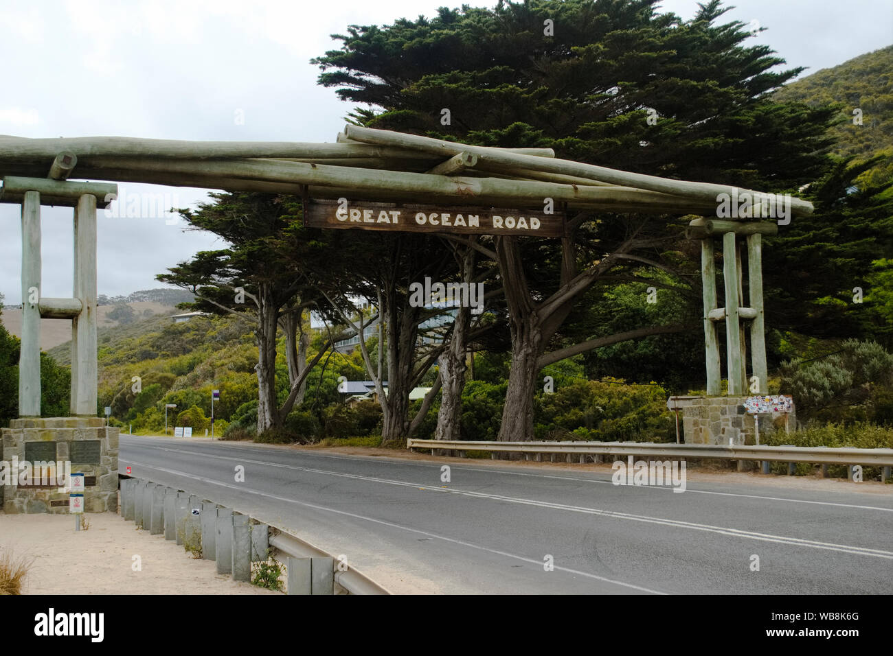 Street sign marking the start of the Great Ocean Road near Lorne ...