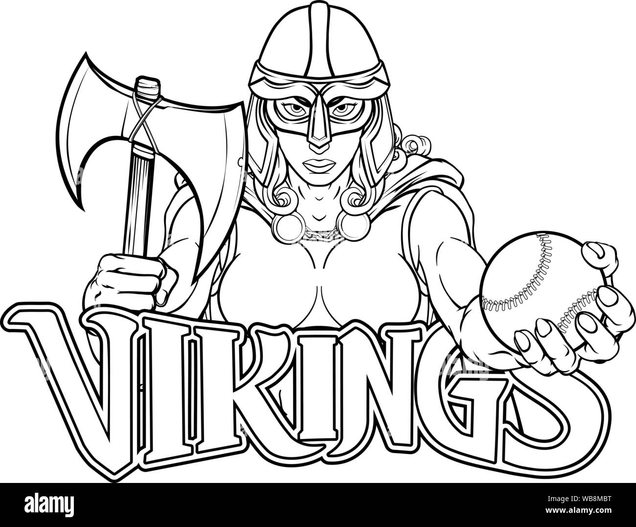 Viking Trojan Celtic Knight Baseball Warrior Woman Stock Vector Image ...